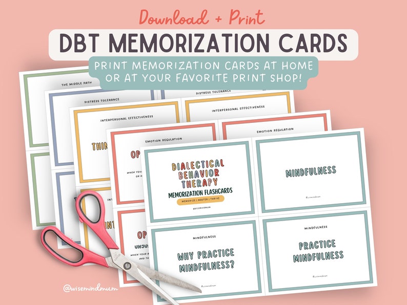 DBT Skills Flashcards Memorization Deck Coping Skills Mental Health ...