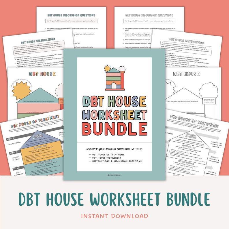 DBT House Worksheet Bundle Therapy Tools DBT Journal Workbook CBT Teen ...