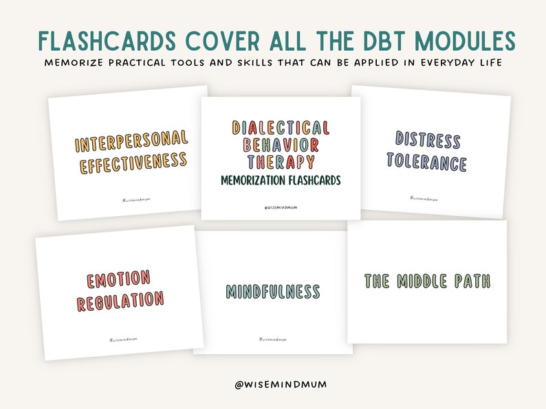 DBT Skills Flashcards Memorization Deck Coping Skills Mental Health ...