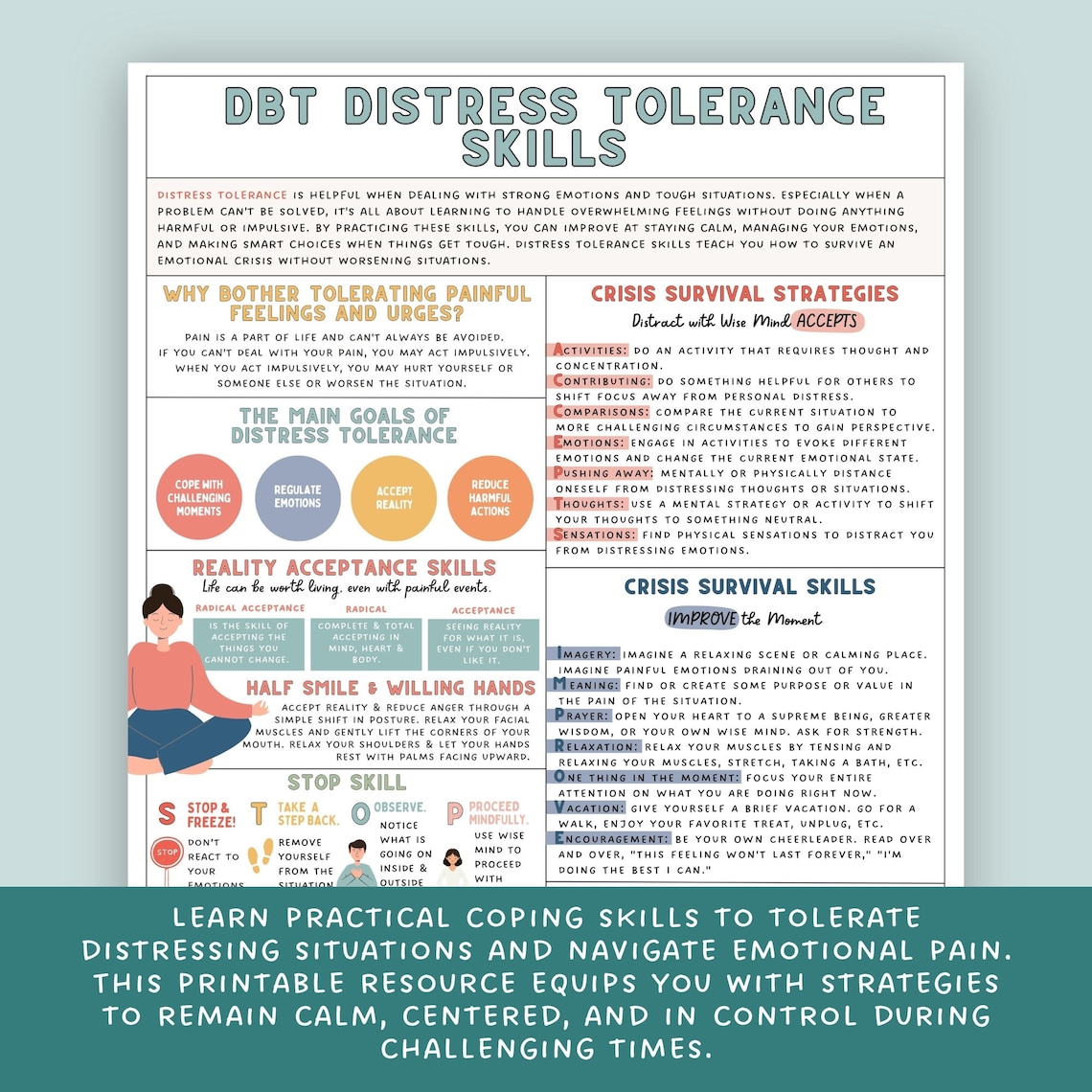 DBT Skills Cheat Sheet Bundle Coping Skills Overview Self Help - Etsy ...