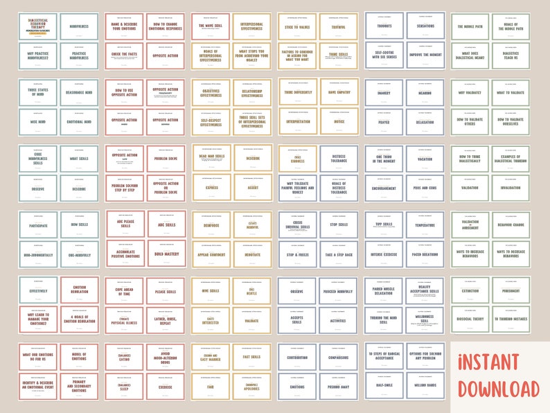 DBT Skills Flashcards Memorization Deck Coping Skills Mental Health ...