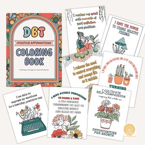 DBT Therapy Positive Affirmation Coloring Book - Printable Digital ...