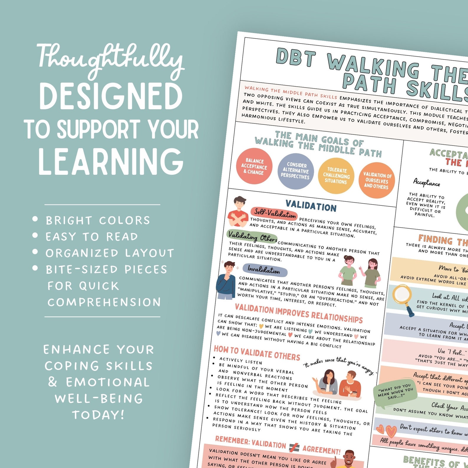 DBT Walking the Middle Path Coping Skills Printable Adolescent DBT ...