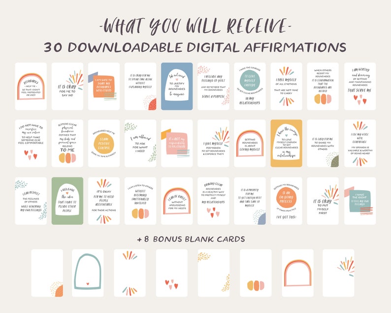 Boundary Affirmation Cards Personal Growth Digital Download Printable ...