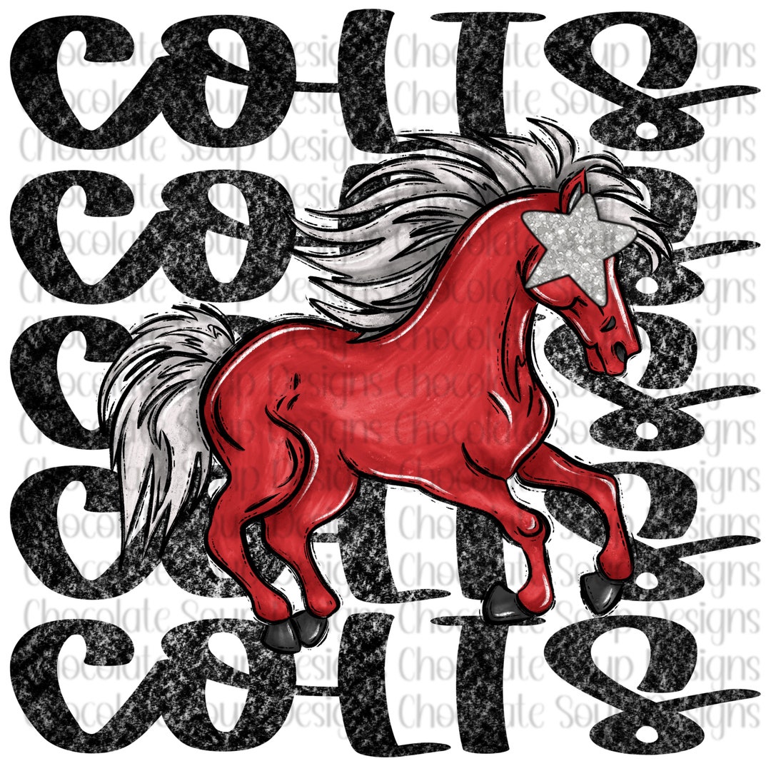 Colts Preppy Mascot PNG Colts Red Black Silver Preppy Mascot - Etsy