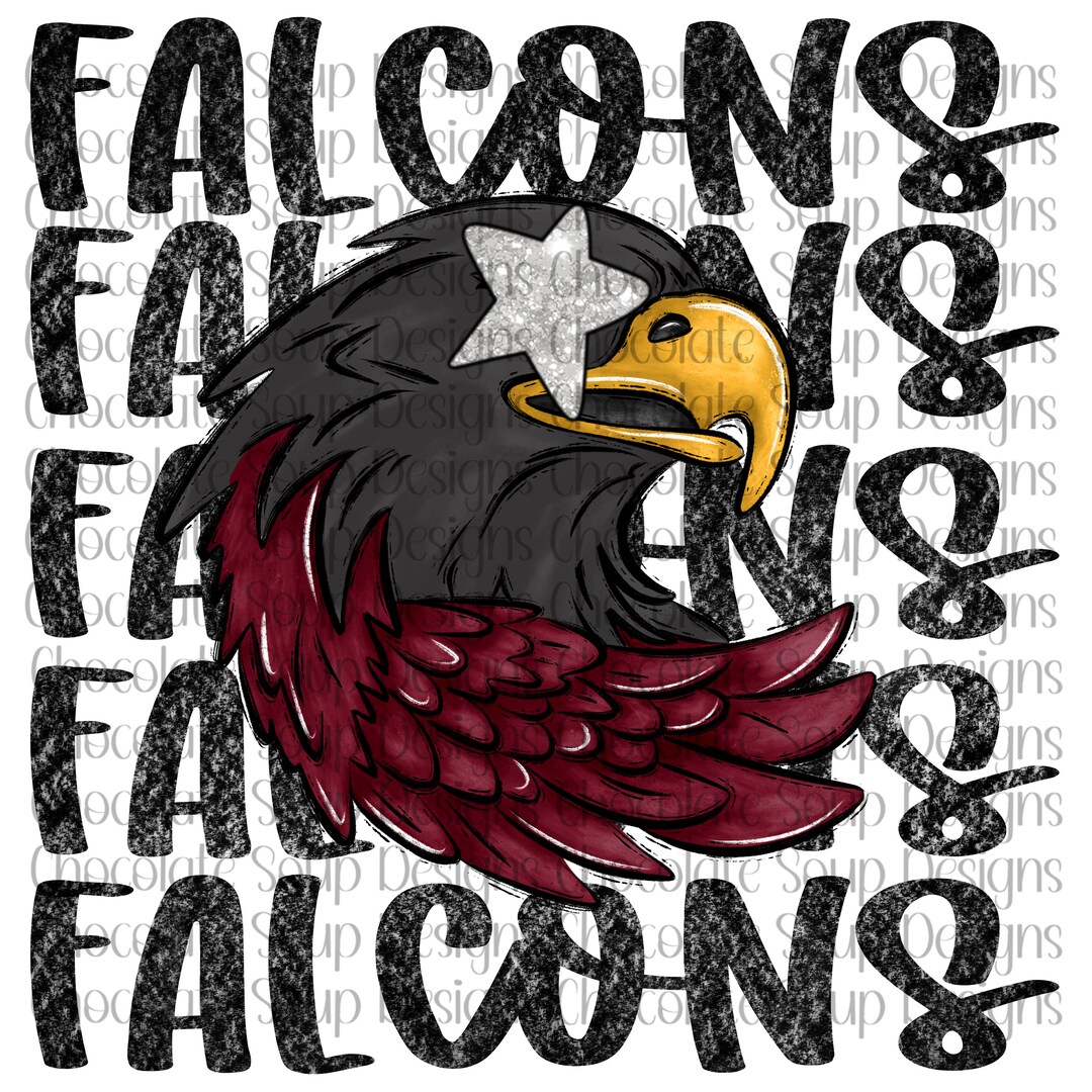Falcons Preppy Mascot Png Falcons Maroon Black Silver Mascot - Etsy