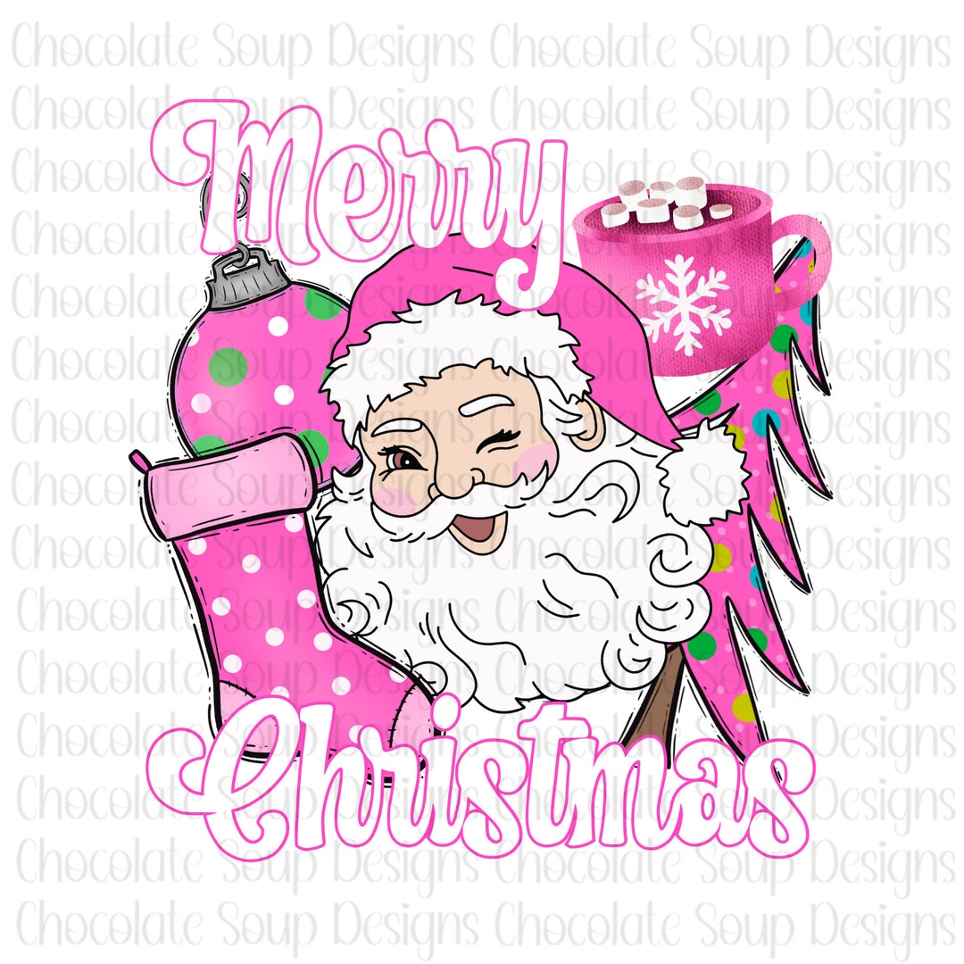 Merry Christmas Santa Preppy PNG Santa Pink Preppy Christmas - Etsy
