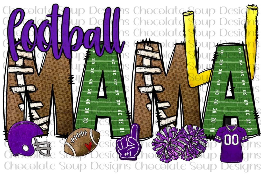 Football Mama PNG Purple Football Clipart PNG Football Mom - Etsy