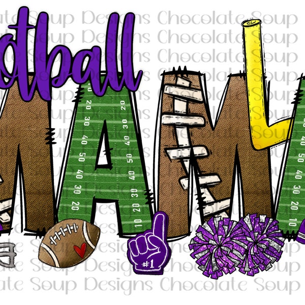 Purple Football Mama Png - Etsy