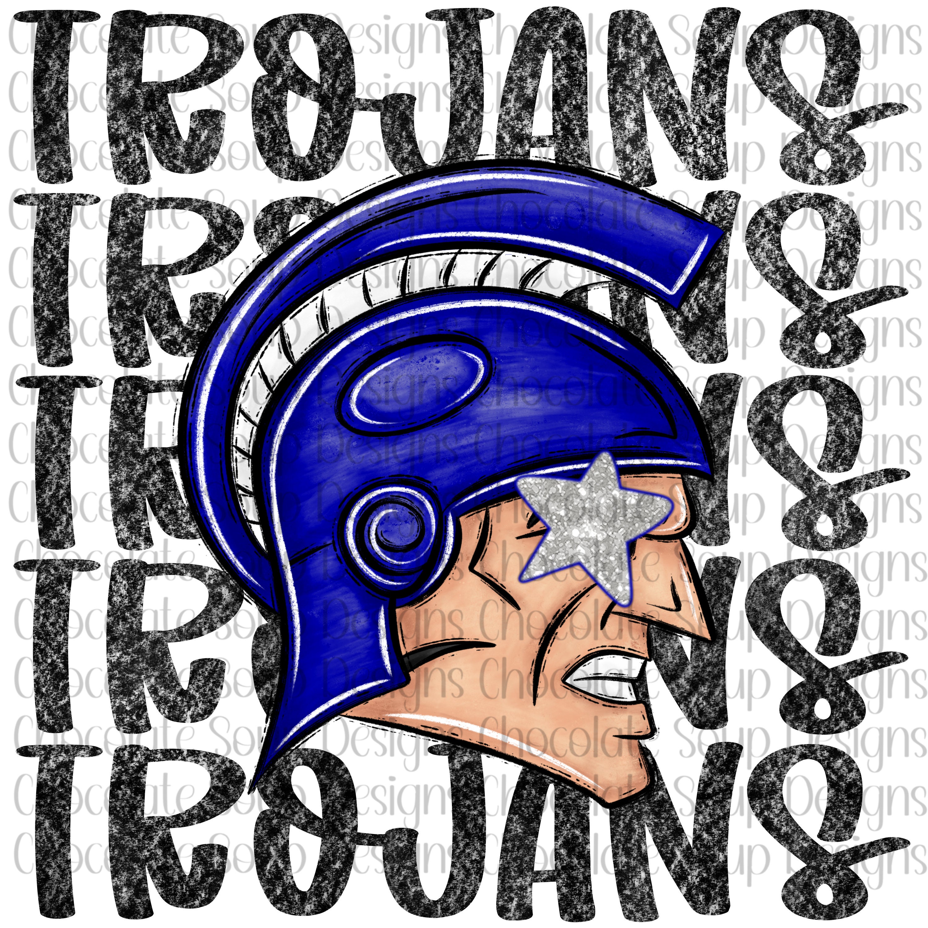 Blue Trojan Head Logo