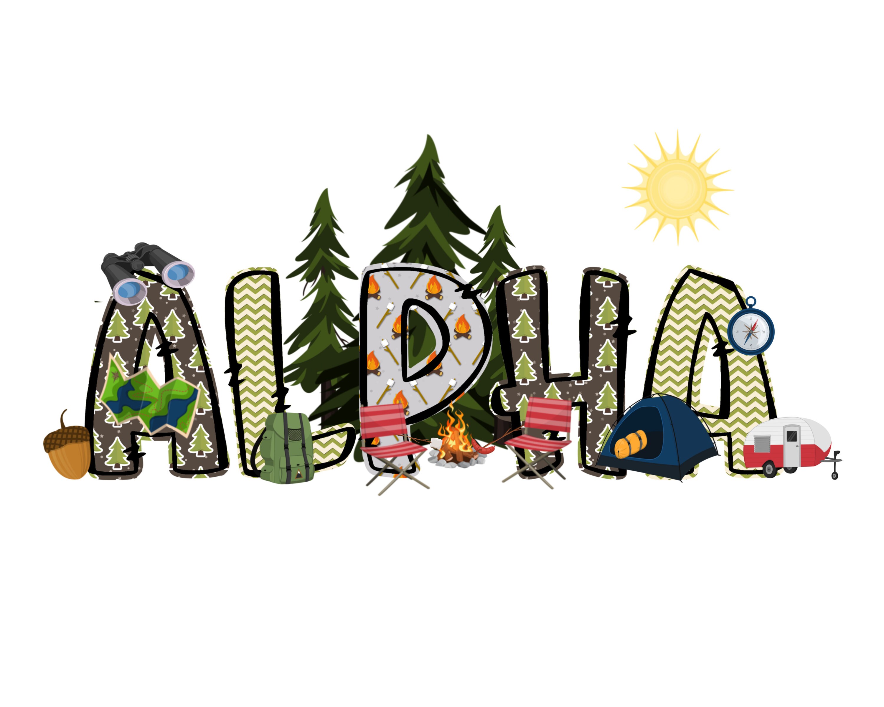 Happy Camper Alphabet and Clipart PNG Bundle Happy Camper - Etsy Ireland