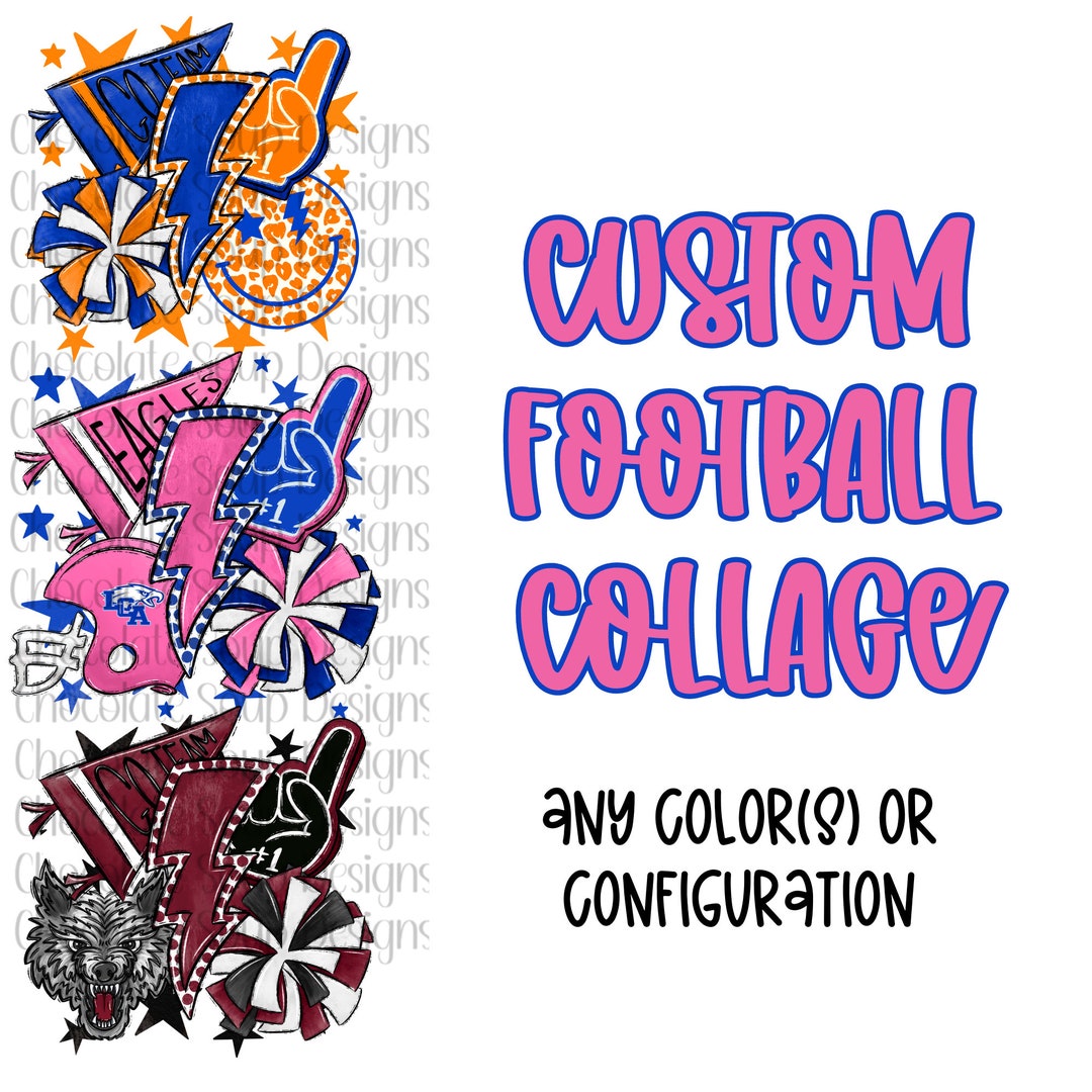 Custom Football Collage PNG Preppy Mascot PNG School Mascot Name - Etsy