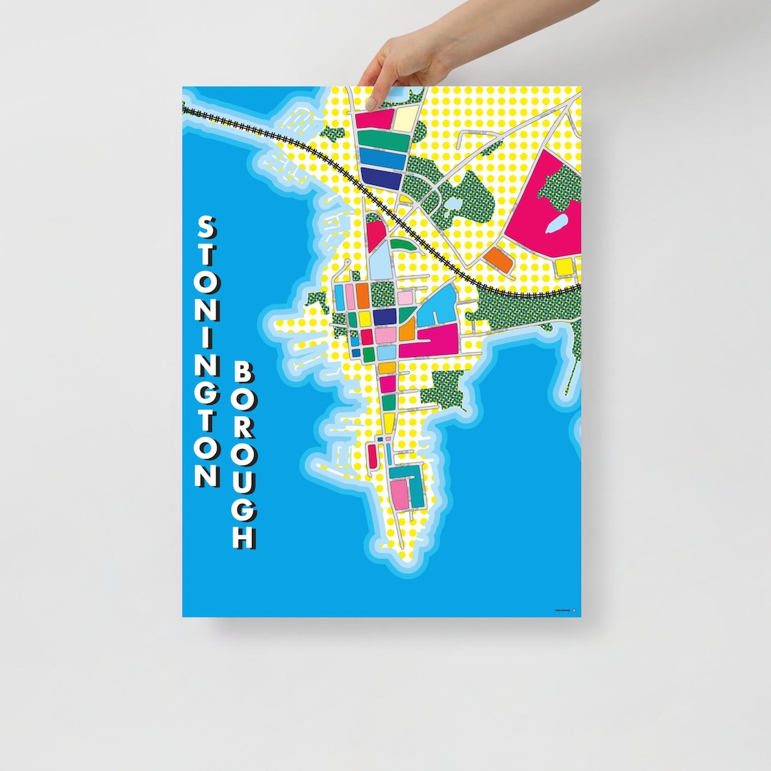 Poster Map of Stonington Borough by Artist James Honer - Etsy