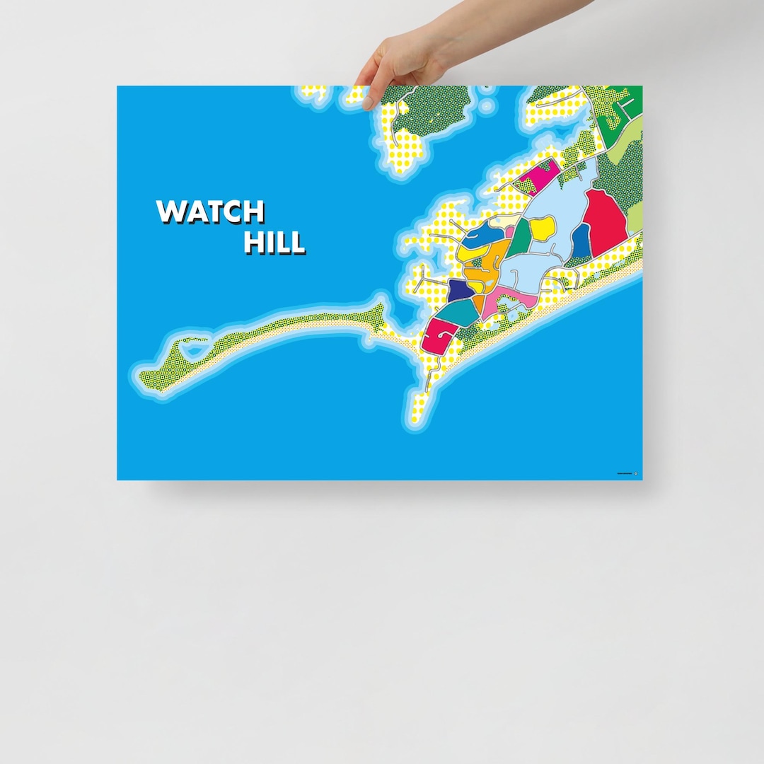Poster Map of Watch Hill by Artist James Honer - Etsy