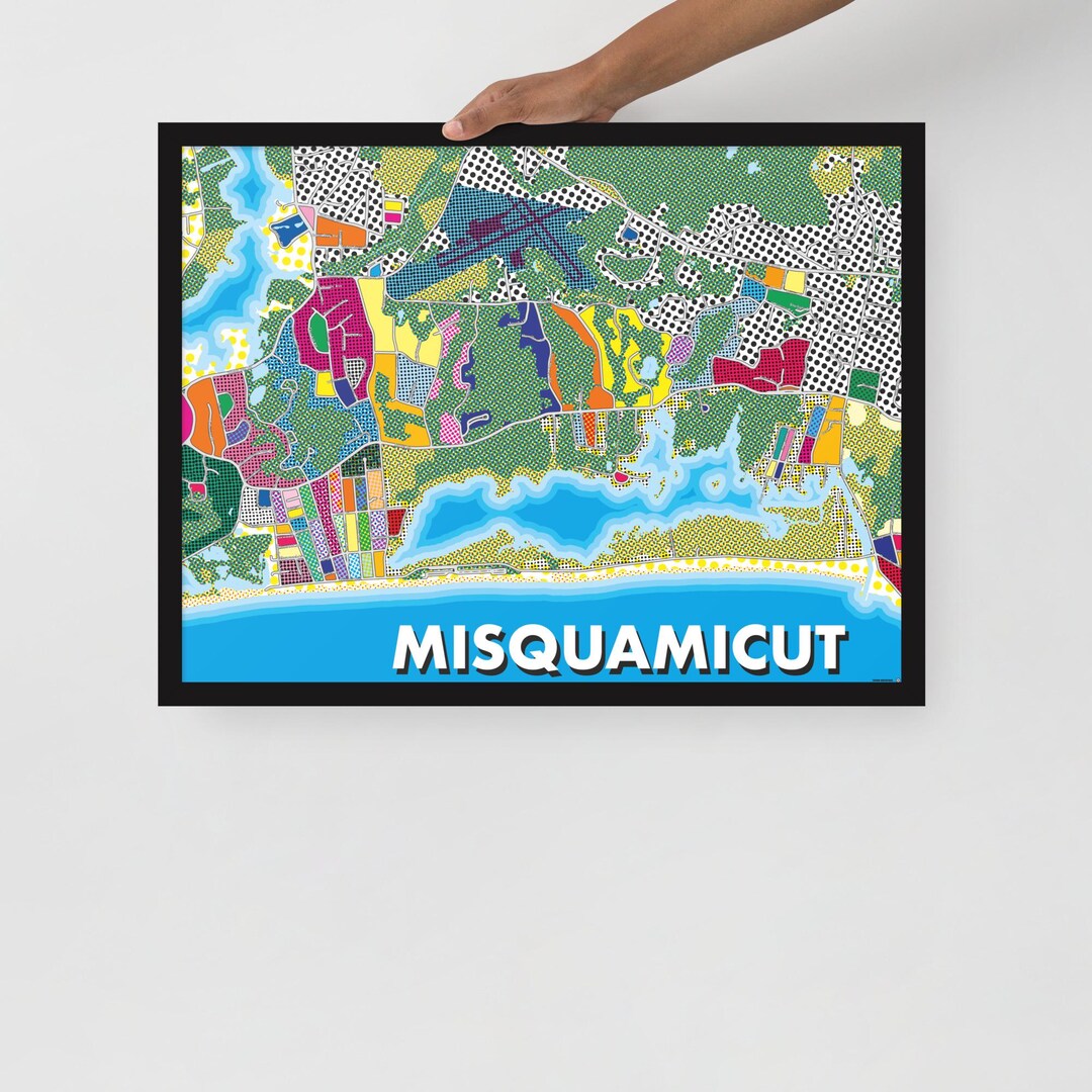 Framed Poster Map of the World Famous Misquamicut Beach - Etsy