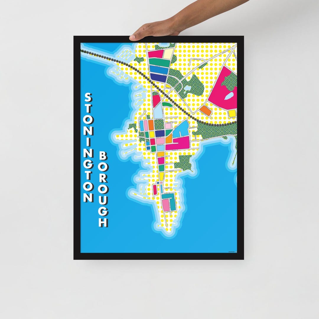 Framed Poster Map of Stonington Borough by Artist James Honer - Etsy