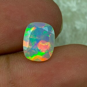 1.7cts - Cushion Cut Opal, Rainbow Fire Black Ethiopian Welo Opal, Fire Opal, Opal for Jewelry ...