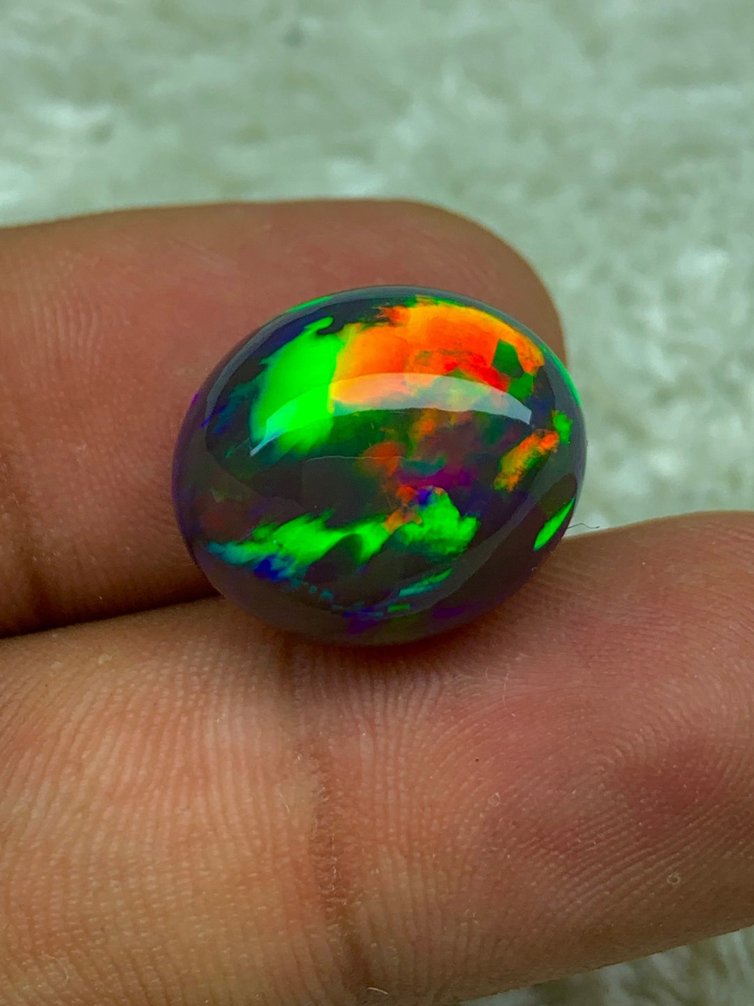 11.1cts Natural Black Ethiopian Welo Opal Having Strong Multicolor ...