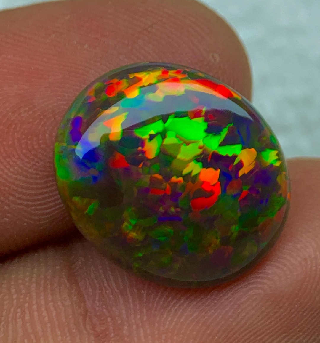 7ct Rare Natural Black Opal With Bright Fire, Top Quality Black Opal, Fire Opal, Opal, Loose ...