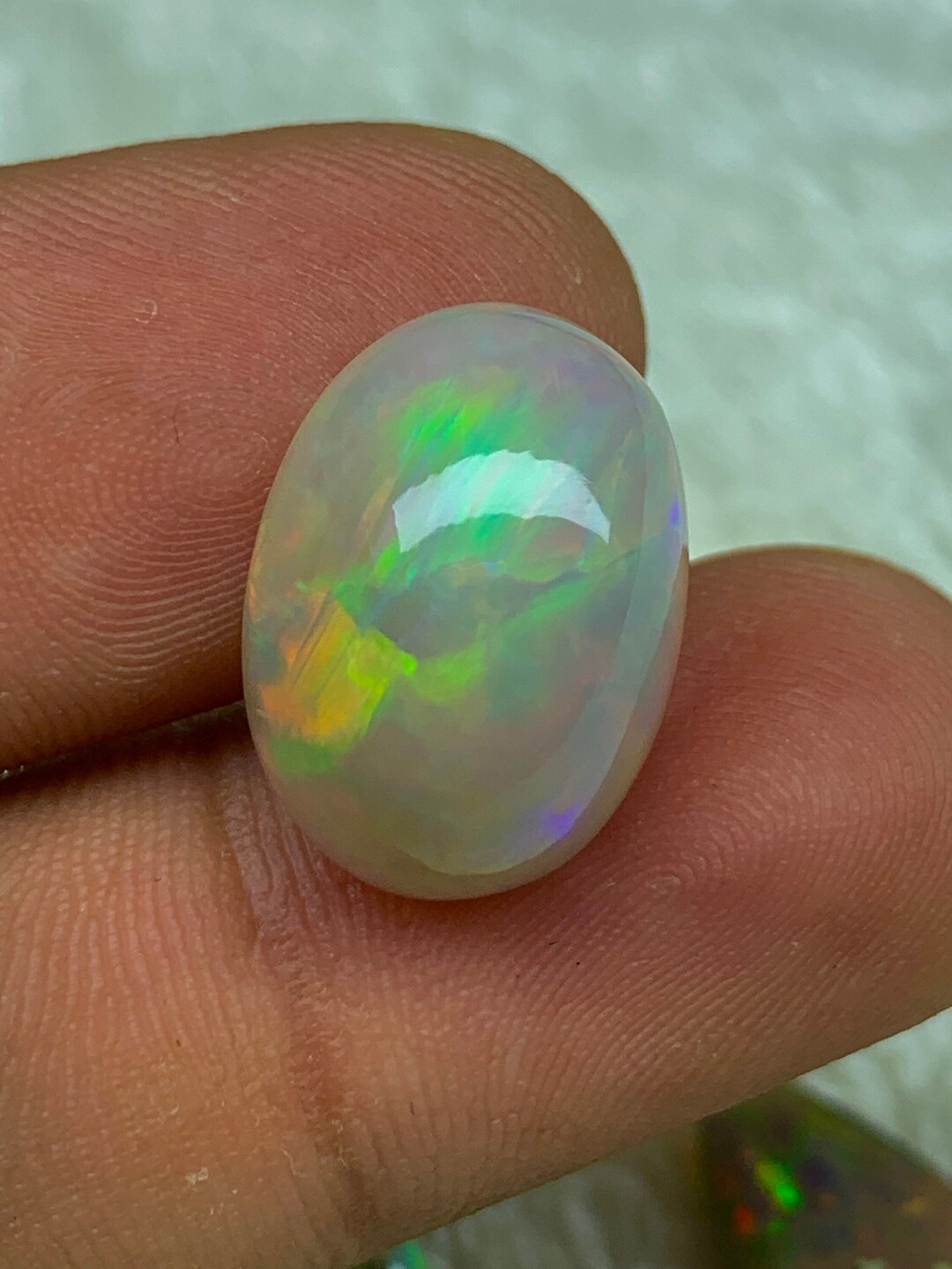 8.65ct. Very Unique Dark Base Ethiopian Welo Opal With Rainbow Multi Color Fire for Jewelry ...