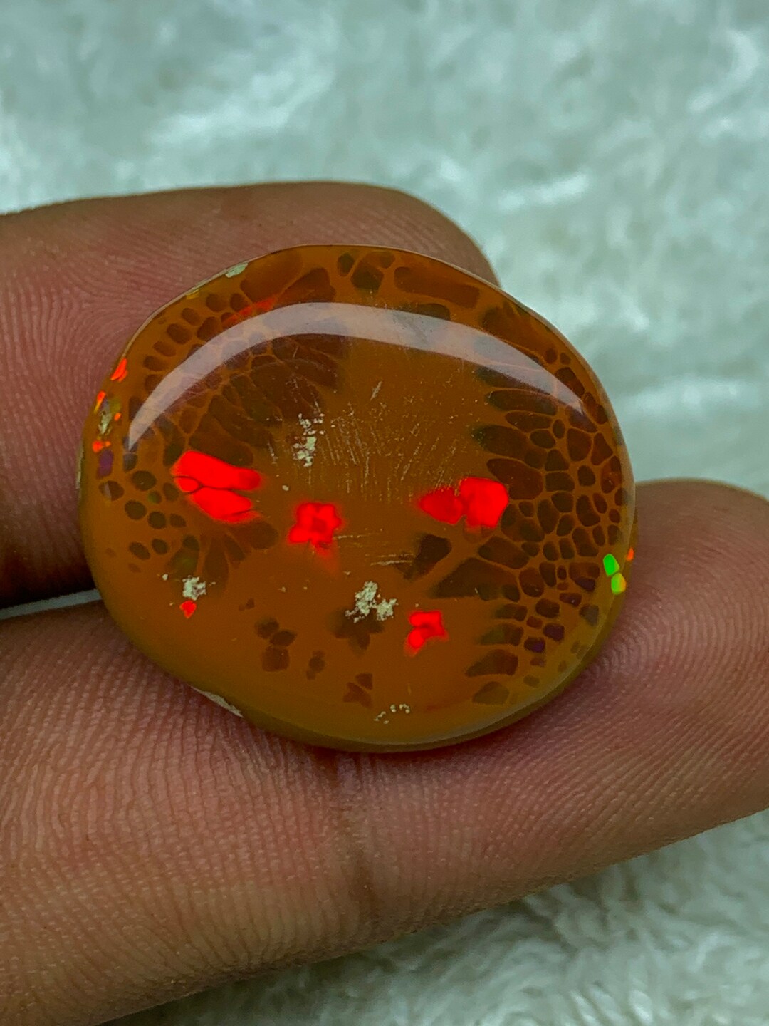 18.2-CT Rare Honeycomb Cheval Chocolate Ethiopian Welo Opal With Broad ...