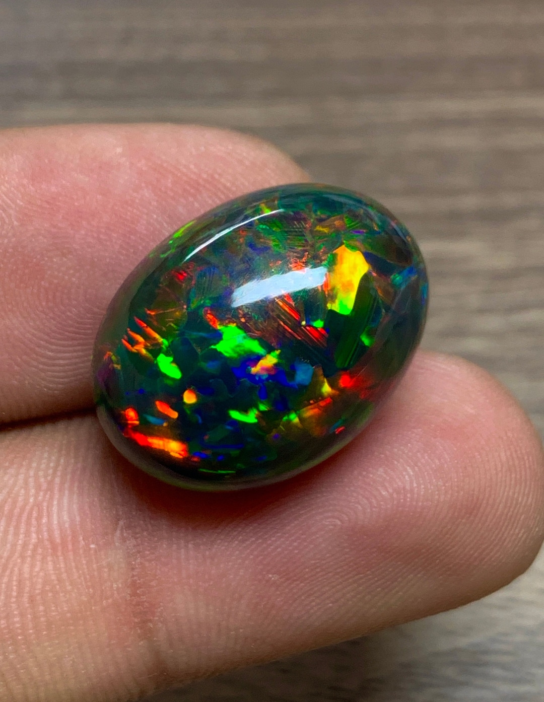 14.70cts Black Ethiopian Opal With Strong Multicolor Fire, Black Opal ...