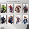 Superhero Set of 6 - Superhero Prints - Superhero Wall Art - Superhero ...