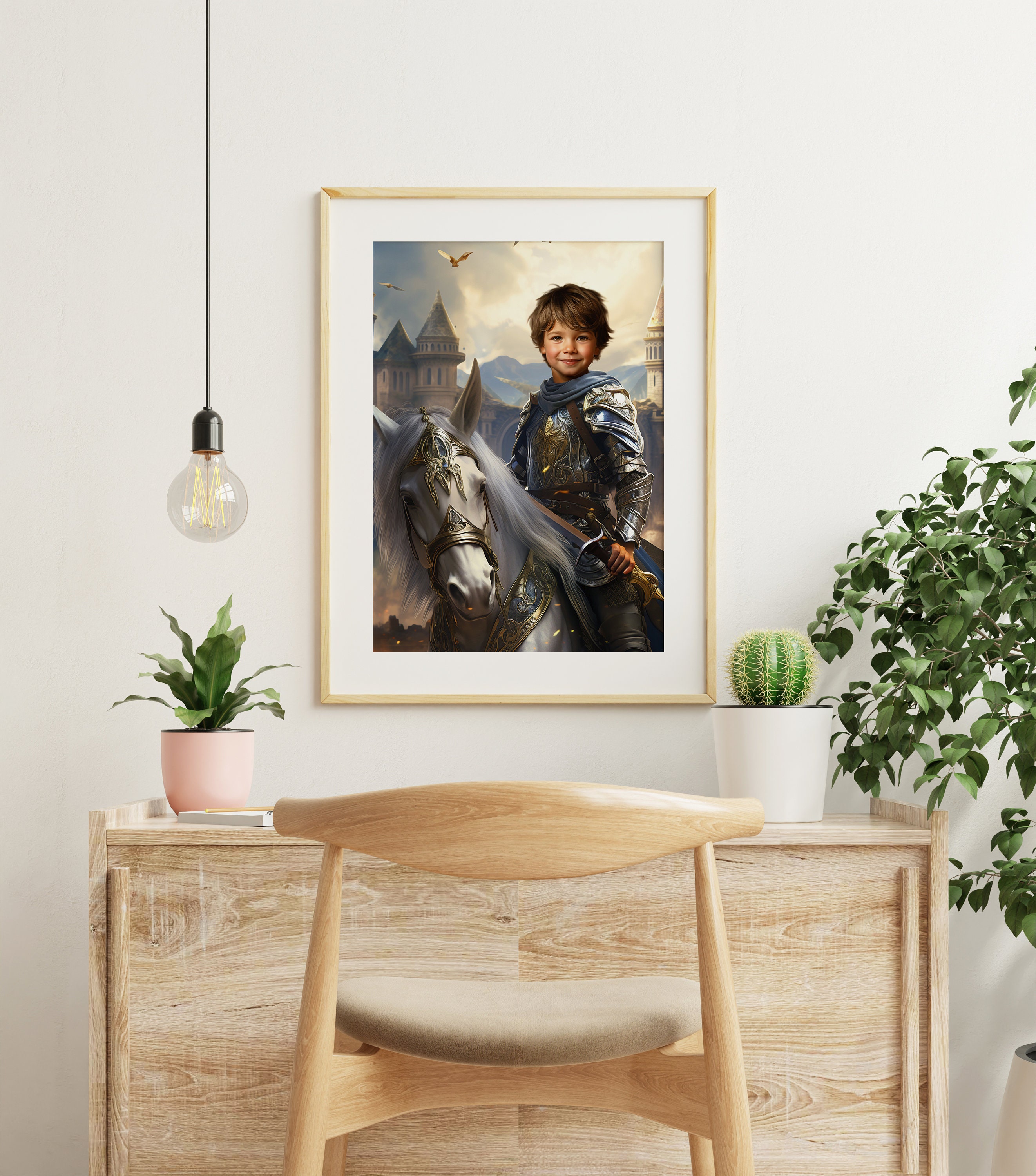 Child Knight Riding a Horse Personalized Knight Portrait - Etsy