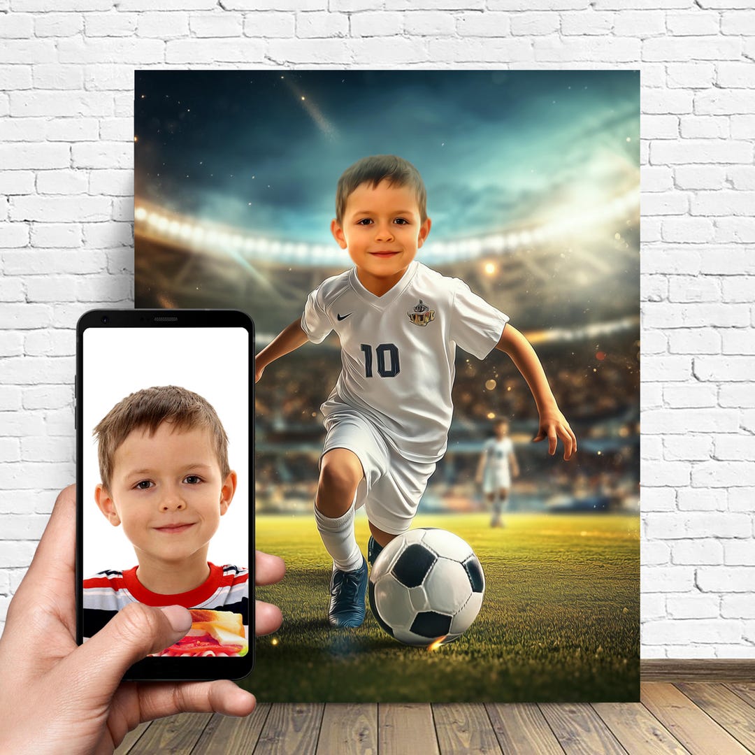Custom Soccer Player Kid - Football Player Poster - Personalized Soccer ...