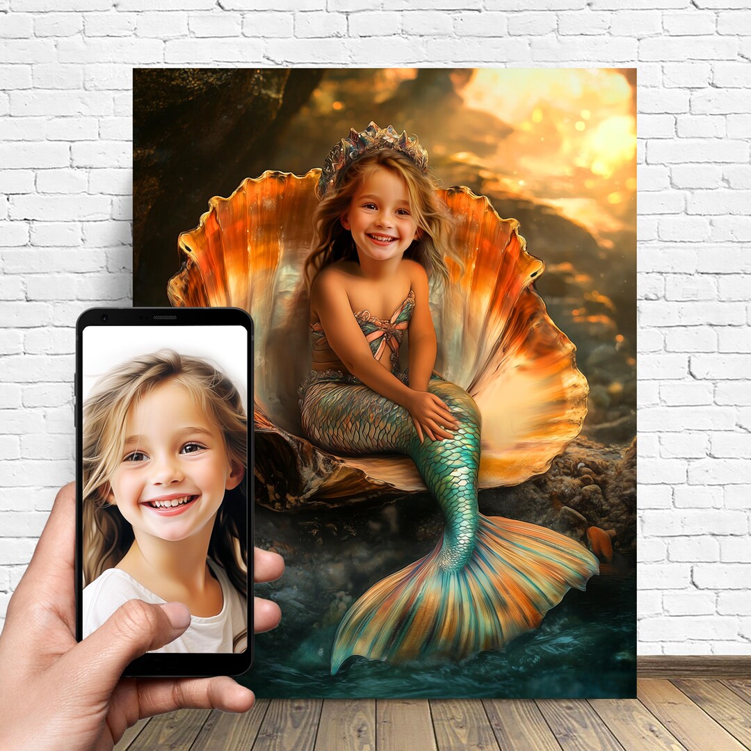 Custom Girl Mermaid - Personalized Mermaid - Mermaid Gift - Little Girl ...