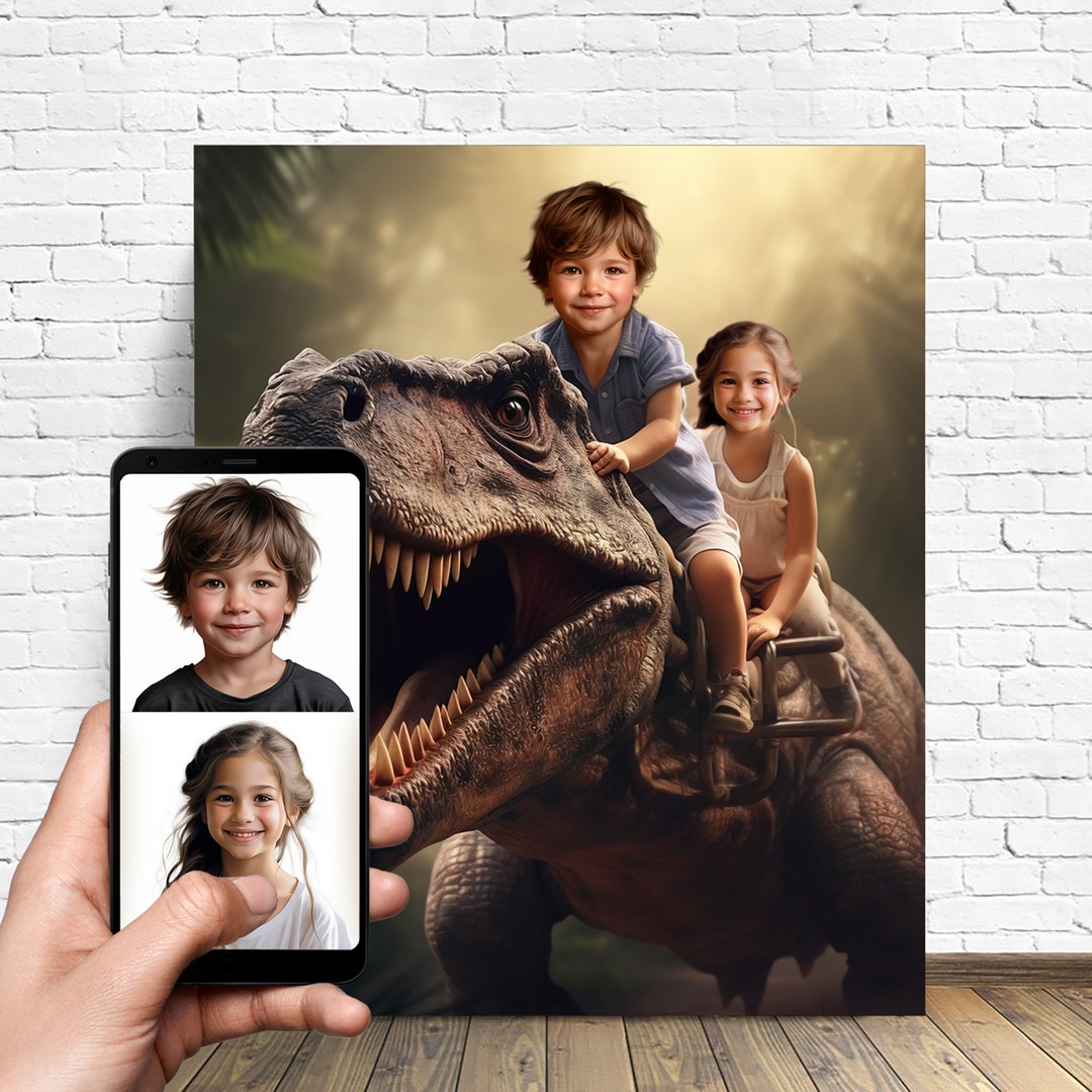 Personalized Jurassic Dinosaur Portrait-custom Portrait From Photo ...