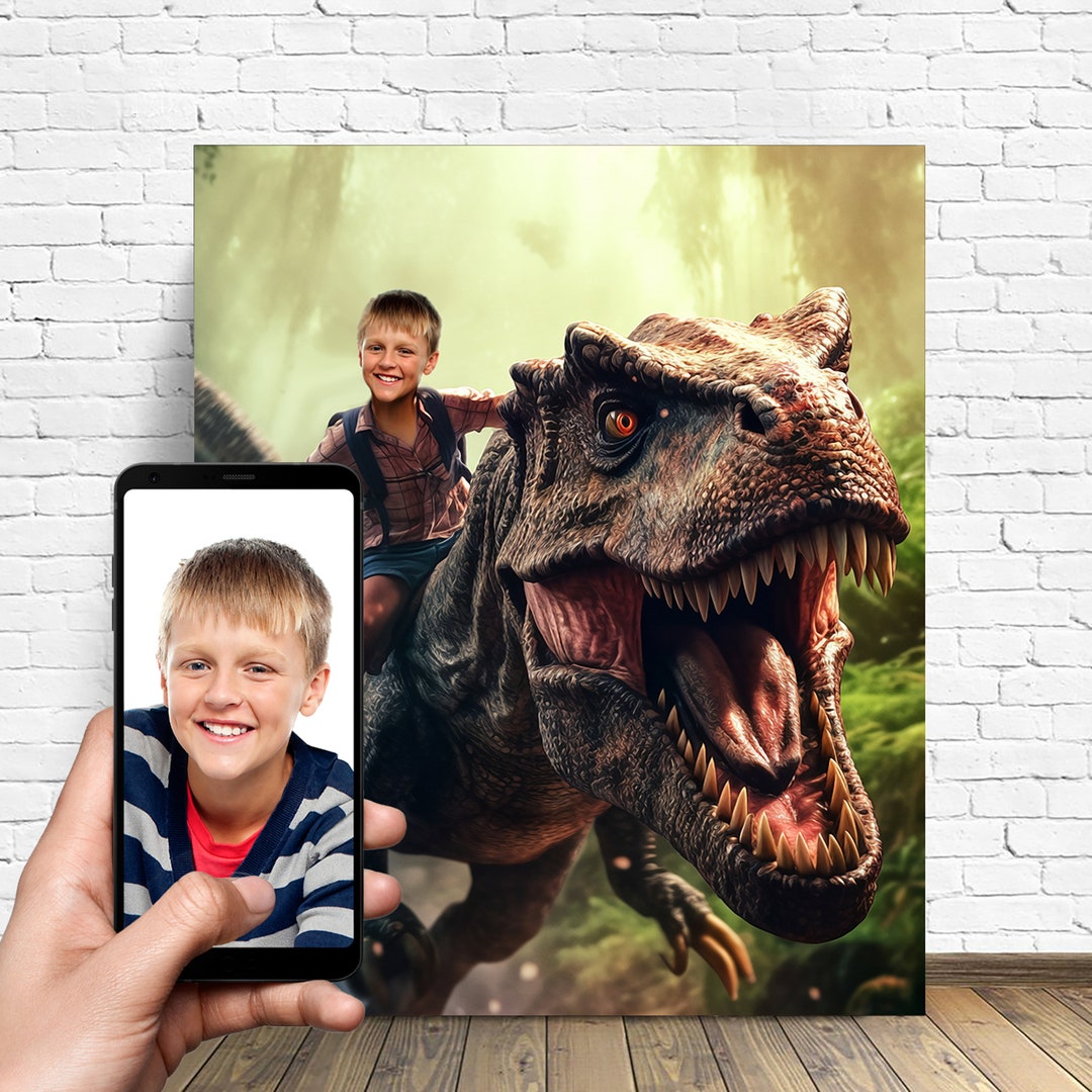 Personalized Jurassic Dinosaur Portait - Custom Portrait From Photo ...