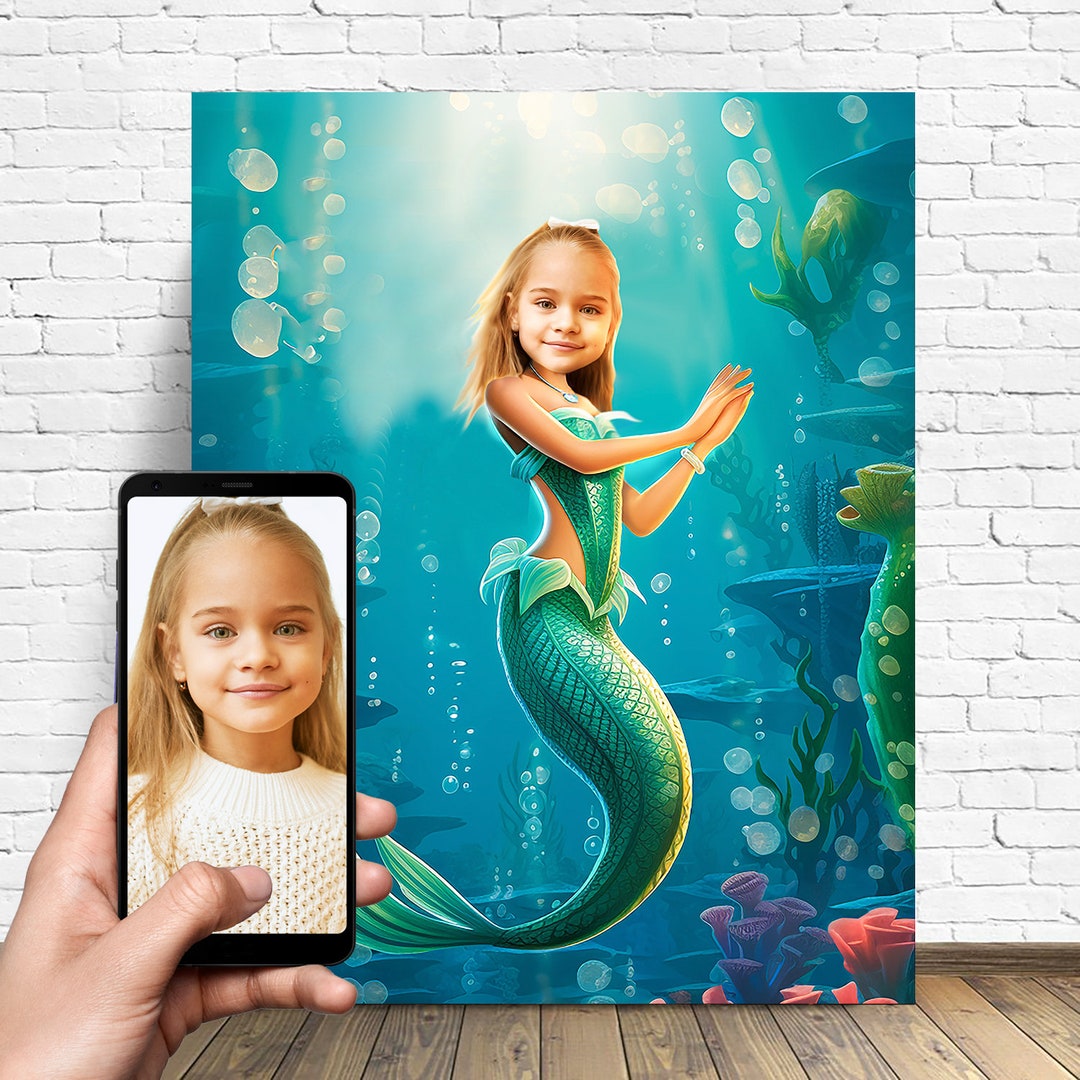 Custom Girl Mermaid - Personalized Mermaid - Mermaid Gift - Little Girl ...