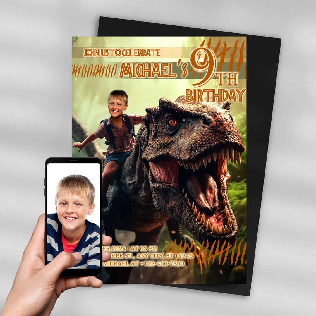 Dinosaur Birthday Invitation, Personalized Dinosaur Invitation, T-rex ...