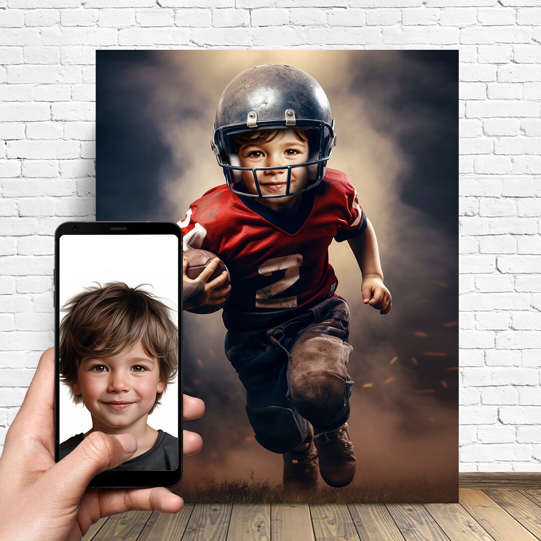 Custom Footbsll Player Kid - Football Player Poster - Personalized ...