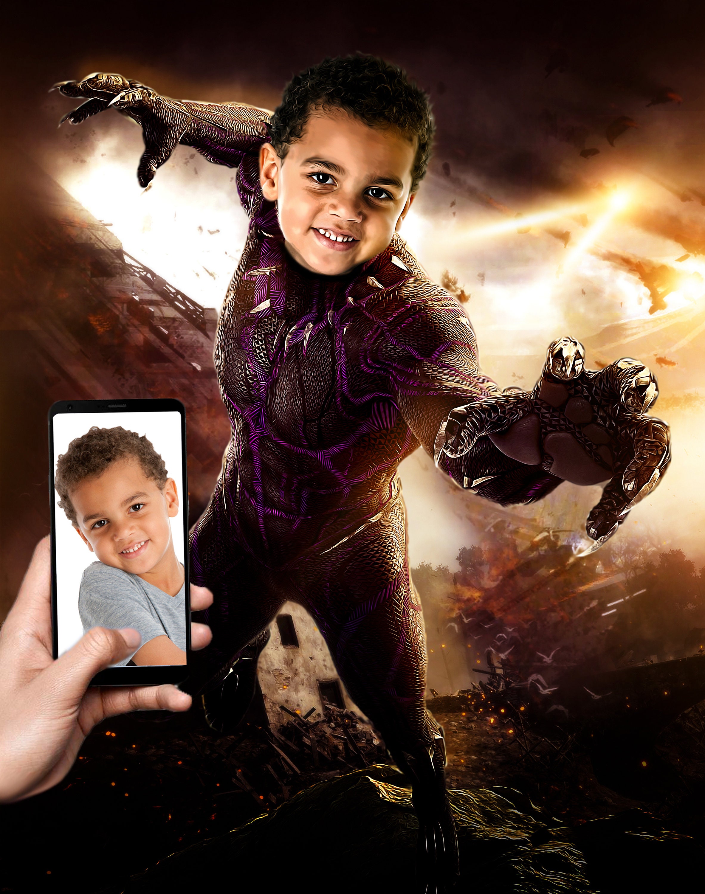 Black Panther Custom Black Panther Portrait Custom - Etsy