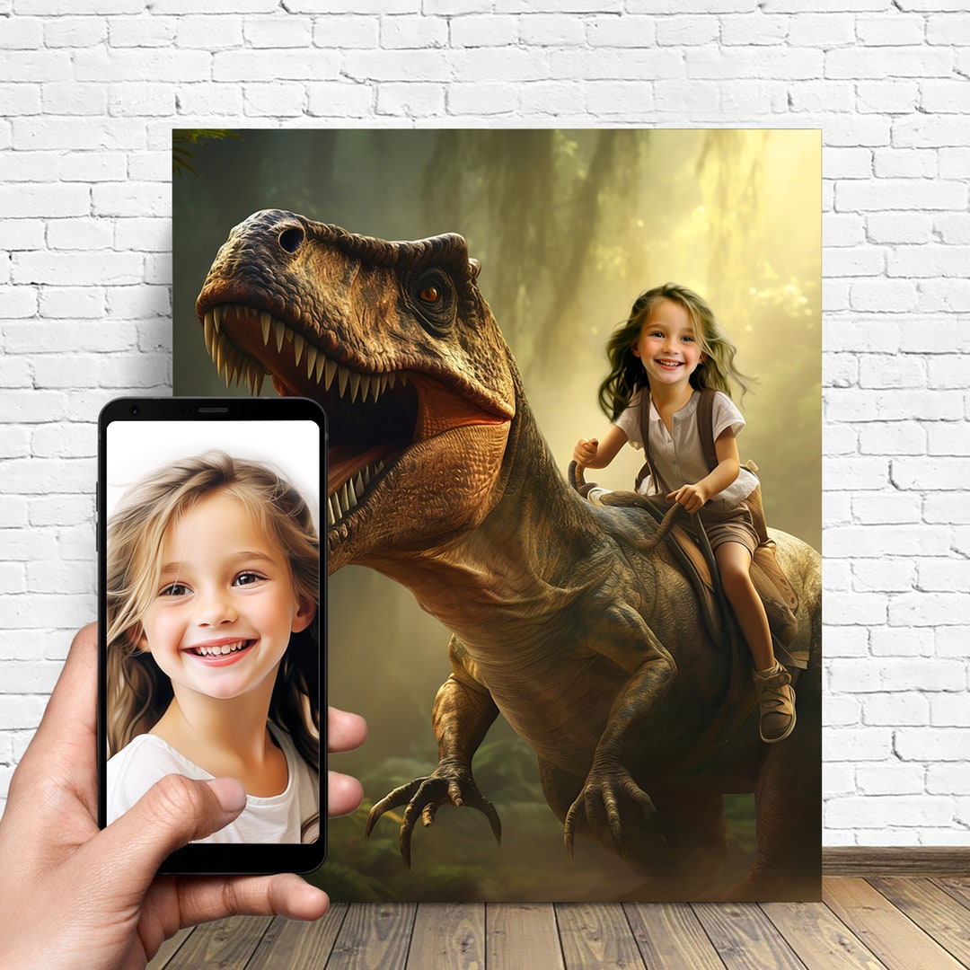 Personalized Jurassic Dinosaur Portait-custom Portrait From Photo ...