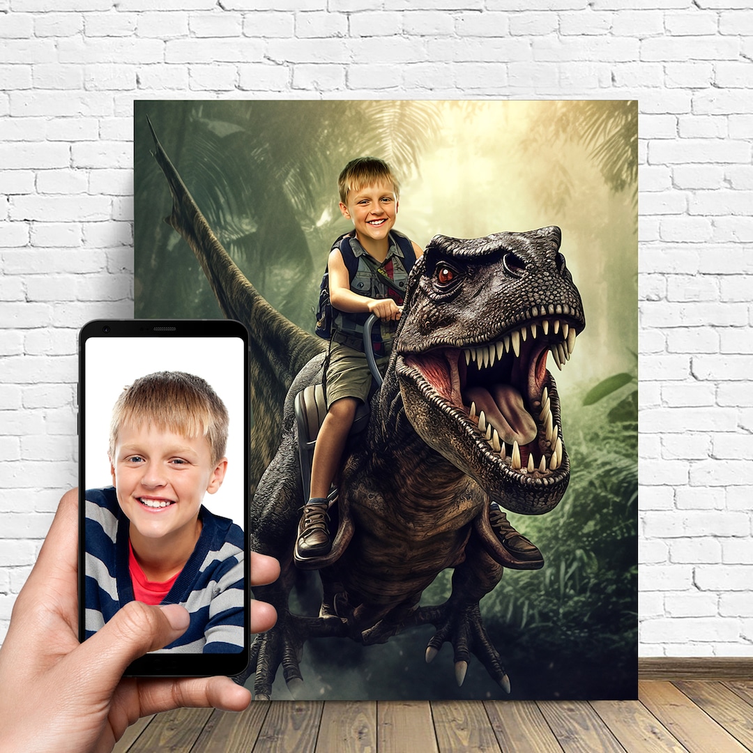 Personalized Jurassic Dinosaur Portait-custom Portrait From Photo ...