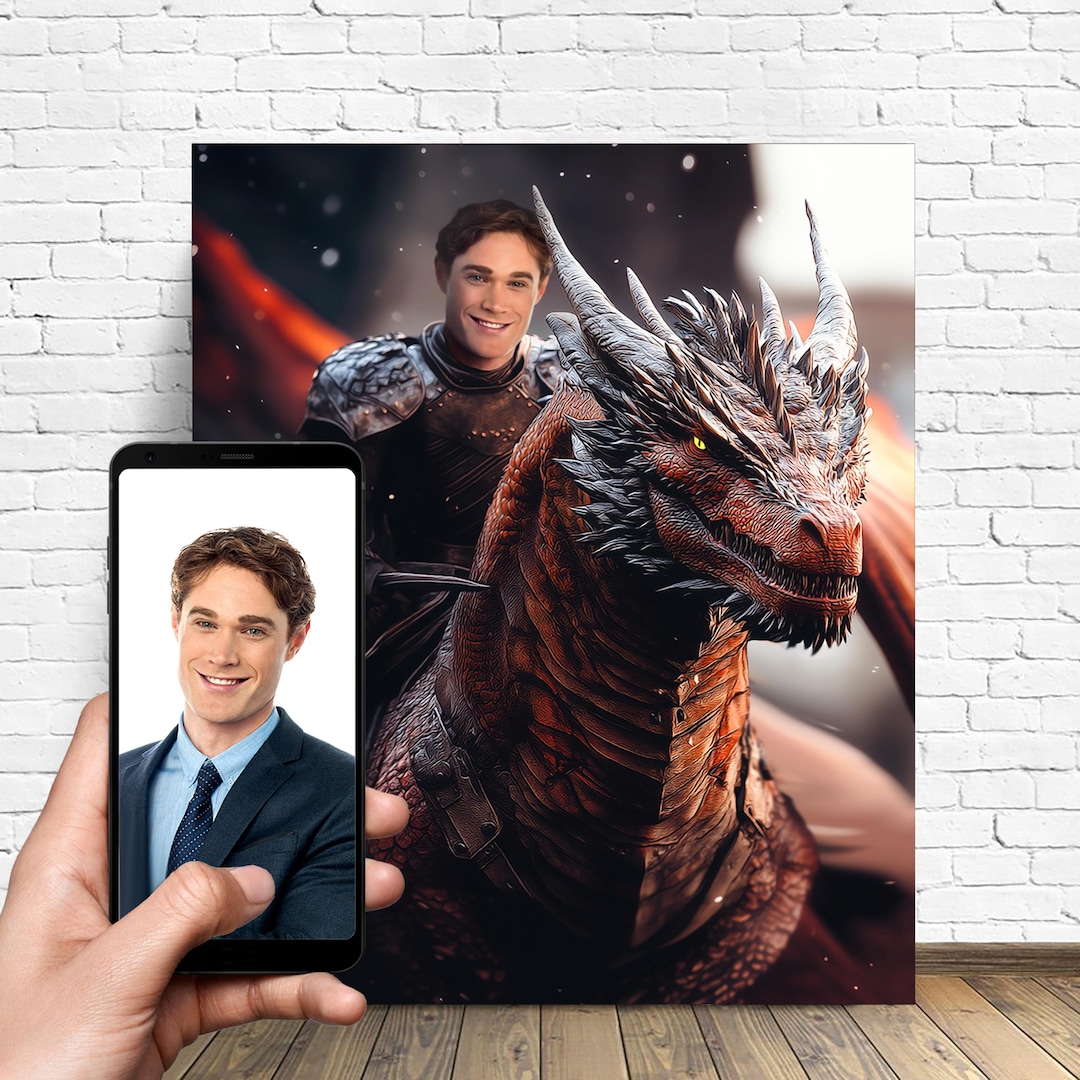 Custom Riding a Dragon Portrait - Personalized Dragon Portrait - Custom ...
