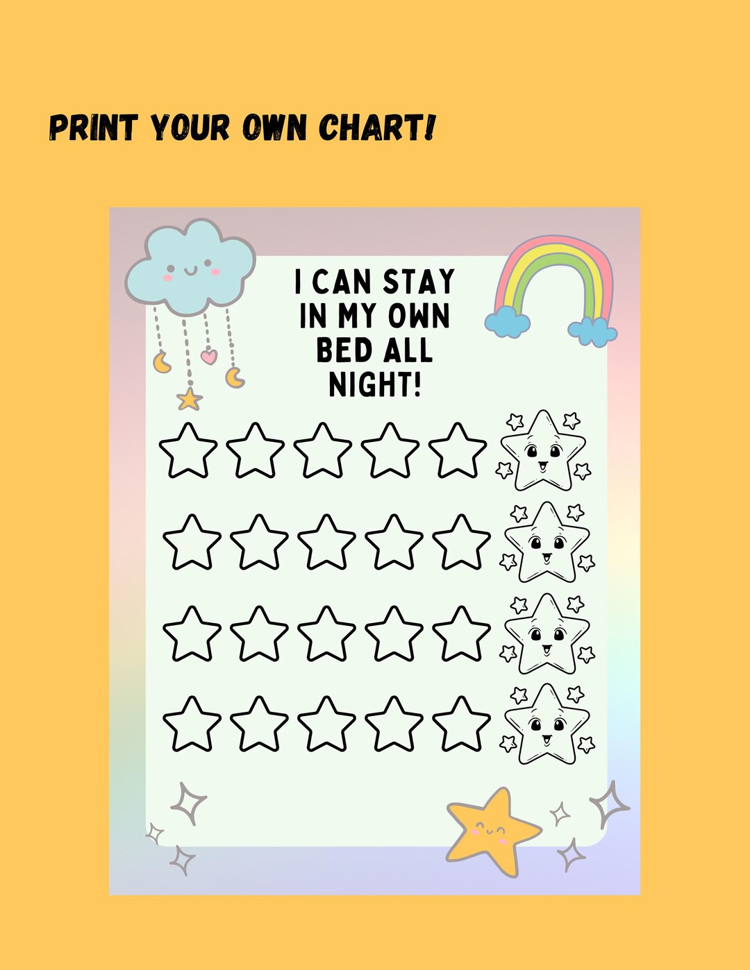 Toddler Sleep Reward Chart - Own Bed Sleep Tracker - Instant Download ...