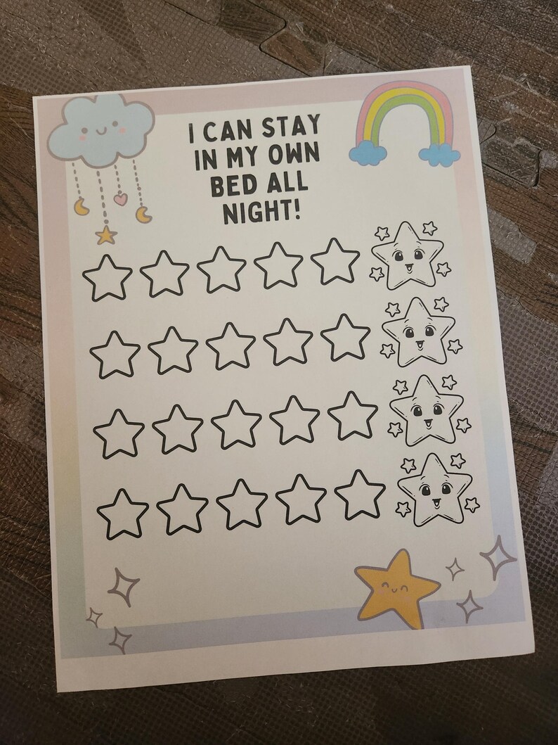 Toddler Sleep Reward Chart - Own Bed Sleep Tracker - Instant Download ...