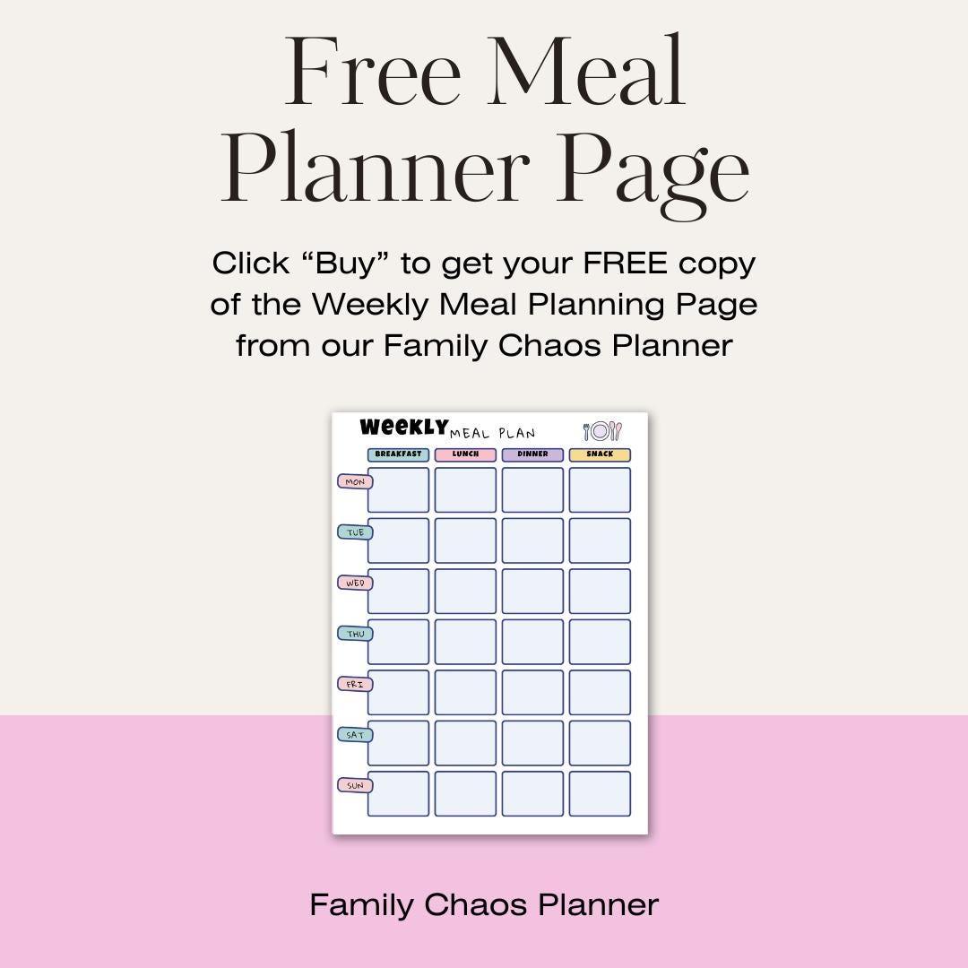 Free Weekly Meal Planner Printable – Family Chaos Planner Sample Page ...