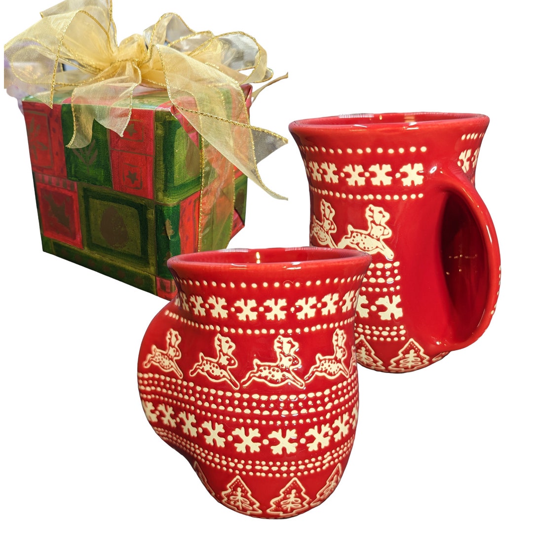 Christmas Hand Warmer Style Mug Patterned Design With Reindeer Gift ...