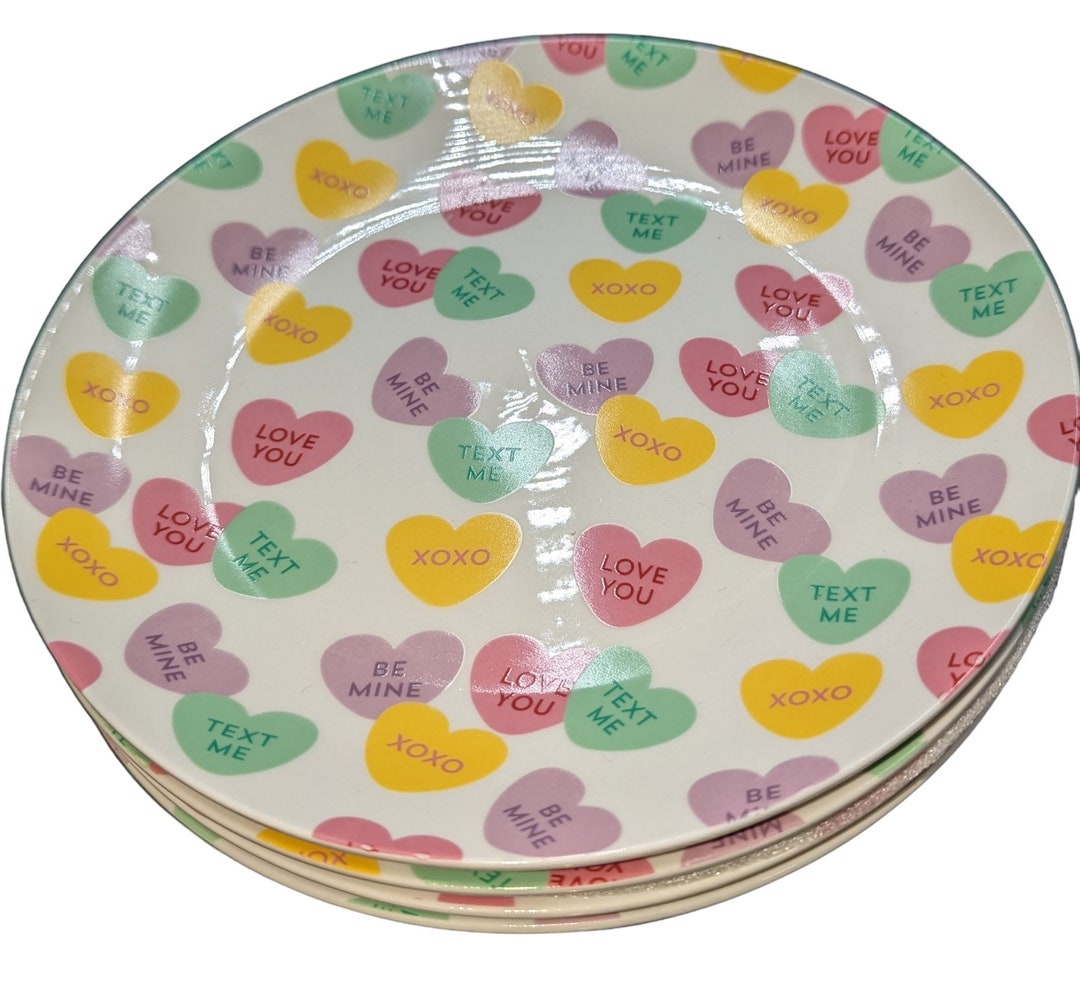 4pk Valentine Porcelain Heart Conversation Appetizer Plates - Etsy