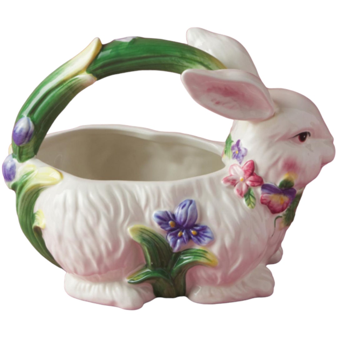 CORNER RUBY 7x9 Ceramic Tulip Bunny Basket - Etsy