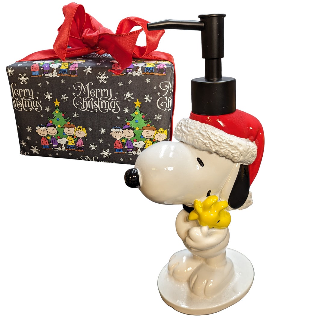 Peanuts Snoopy With Santa Hat Holding Woodstock Soap Pump - Etsy