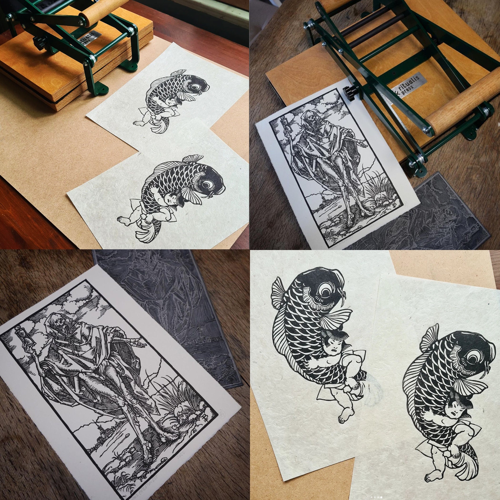 A3 Lino Printing Press: Dual Levers - Centering Lines - Portable ...