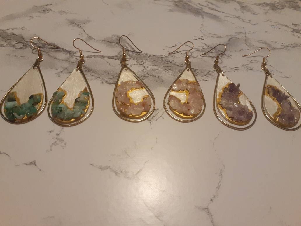 Tear Drop Framed Geodes, Real Crystal Peices - Etsy