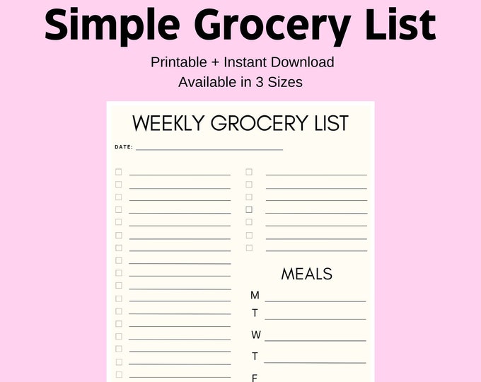 Grocery List Printable and Fillable Template | Printable Grocery List ...