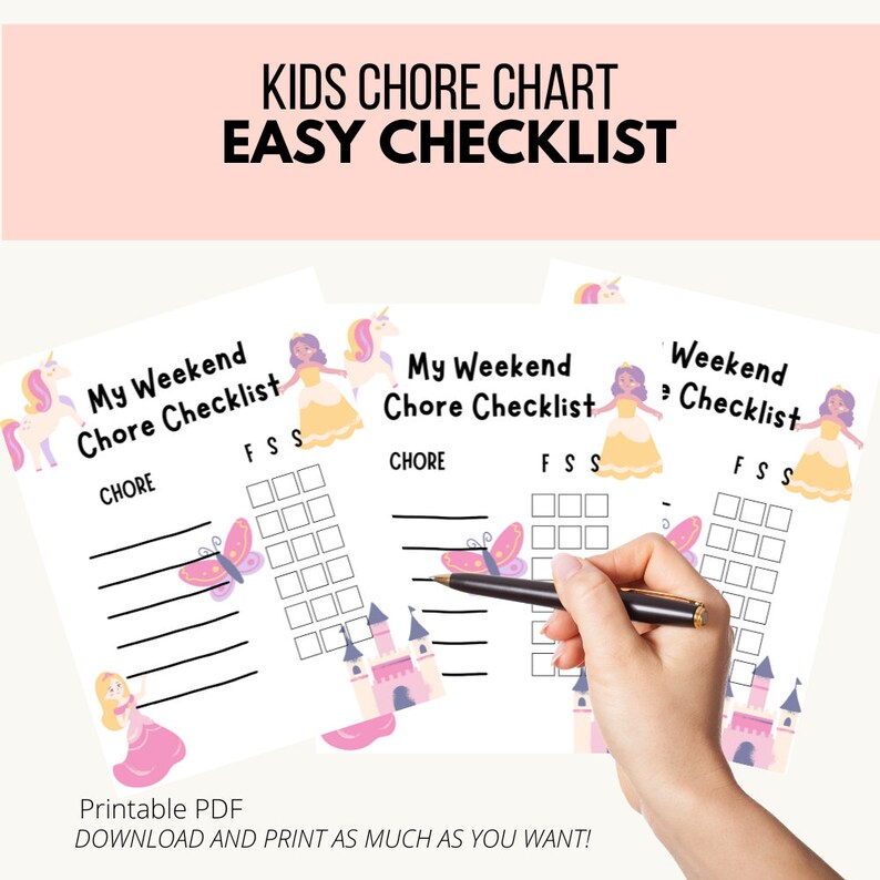 Kids Chore Chart, Kids Chore Chart Printable, Printable Chore Chart for ...